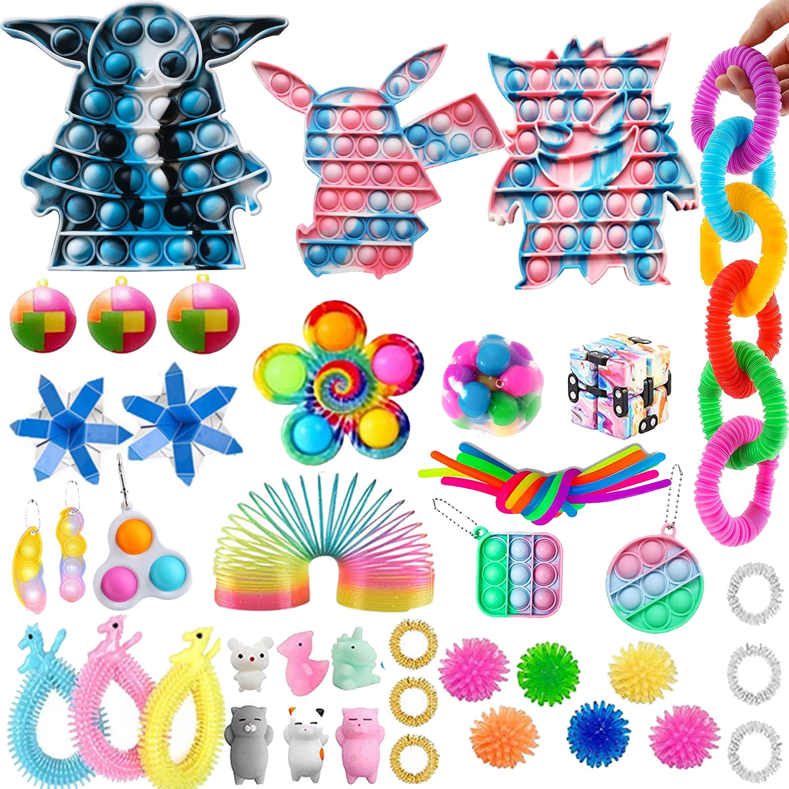 50PCS Cheap Fidget Toy Pack Fidget Packs Set with Dimples Push Pop ...