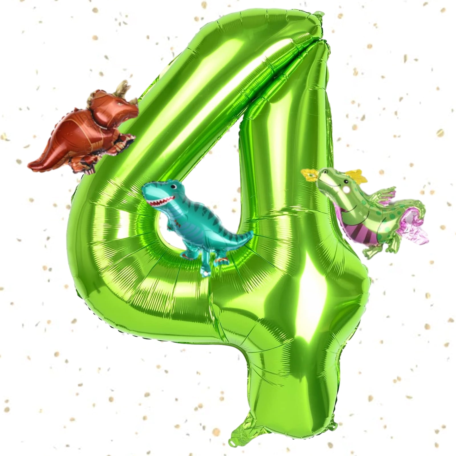 Globo de número verde de 40 pulgadas, globo de dinosaurio número 4 ...