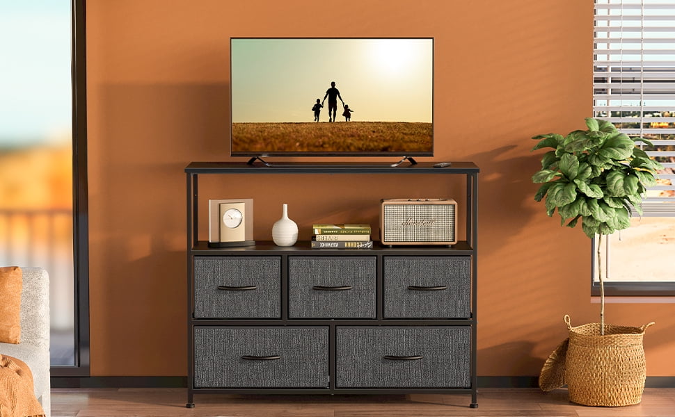 Dresser for Bedroom TV Stand with drawers Entertainment Center Dresser ...