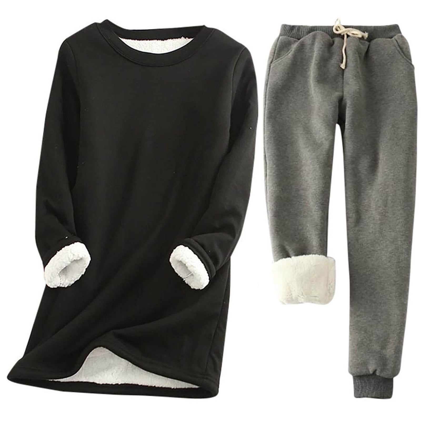 AherBiu Ensemble de Pyjama Grande Taille pour Femmes 2 Pcs Automne ...