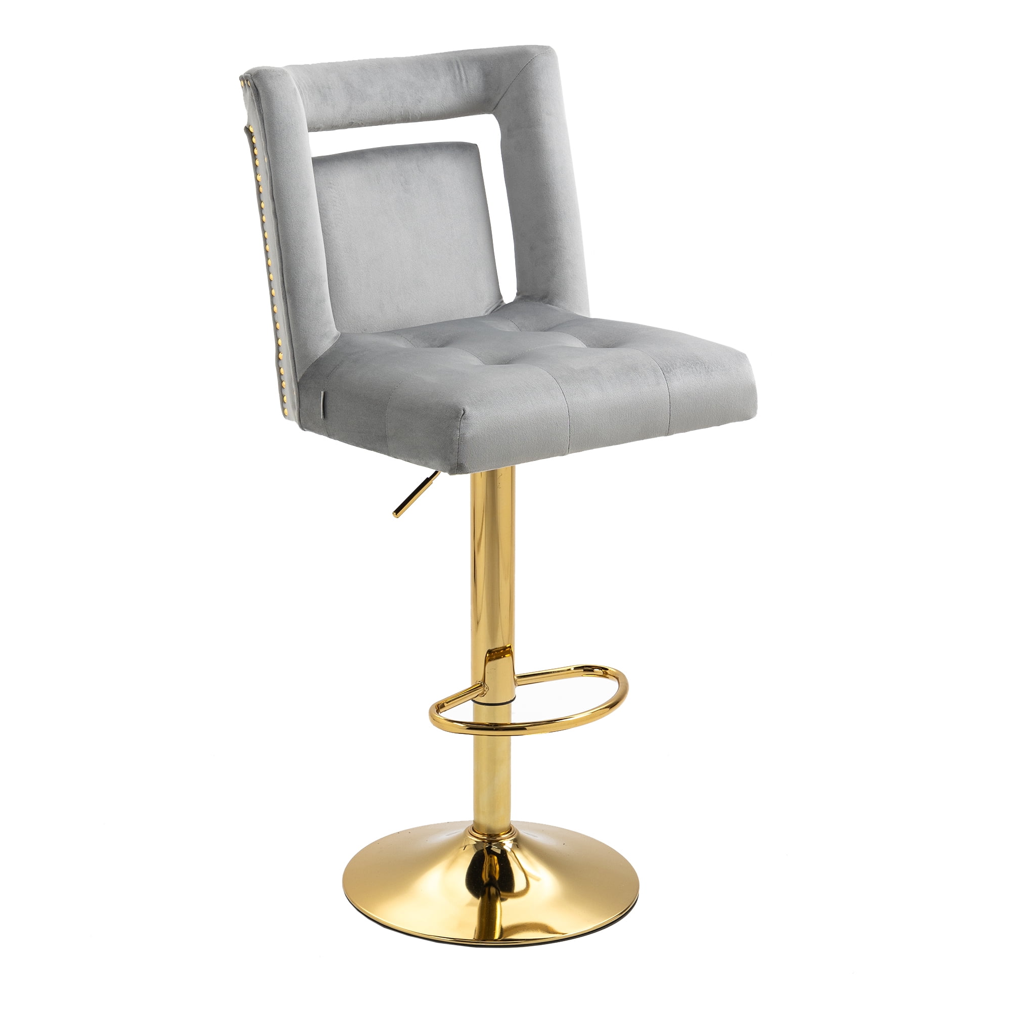 Modern Accent Bar Stools with Back and Footrest, Velvet Fabric ...