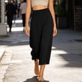 BVnarty Women’s draped wide leg capri pants, high rise and gathered ...