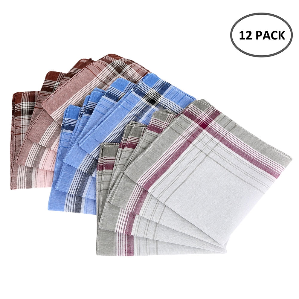 12Pcs Mens Handkerchiefs Assorted Pure Cotton Pocket - Walmart.com