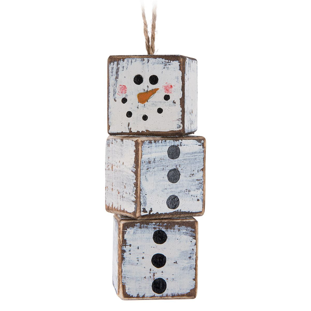 Set of 12 Triple Cube Snowman Ornament - Walmart.com