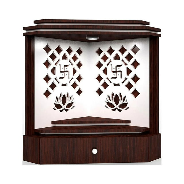 Customized Wooden Temple Corner Mandir | Side Corner Wooden Mandir ...