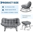 Outdoor Double Rocking Chair with Ottoman, Iron Frame Patio Lounge ...