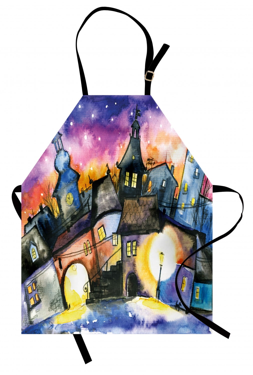 Abstract Apron Funky Watercolors Paint Small Town Weird Angles at Night ...