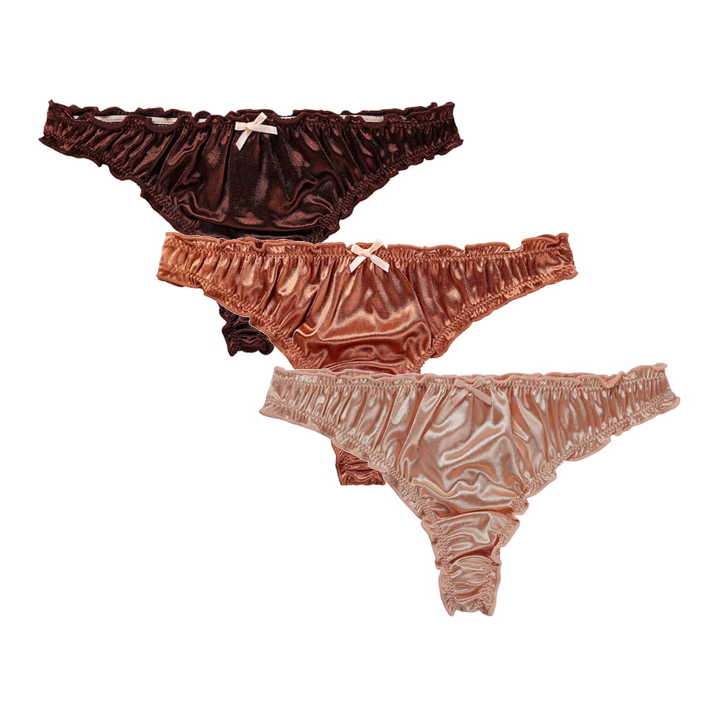 Xmarks Womens Silk G-String Thong Panties Satin T Back Lace Thong ...