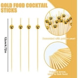 100Pcs Cocktail Picks,Gold Food Sticks Toothpicks Bamboo Garnish ...