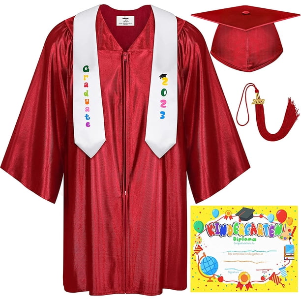 MediumRed2023 Graduation Gown Cap Stole Set with 2023 Tassel ...