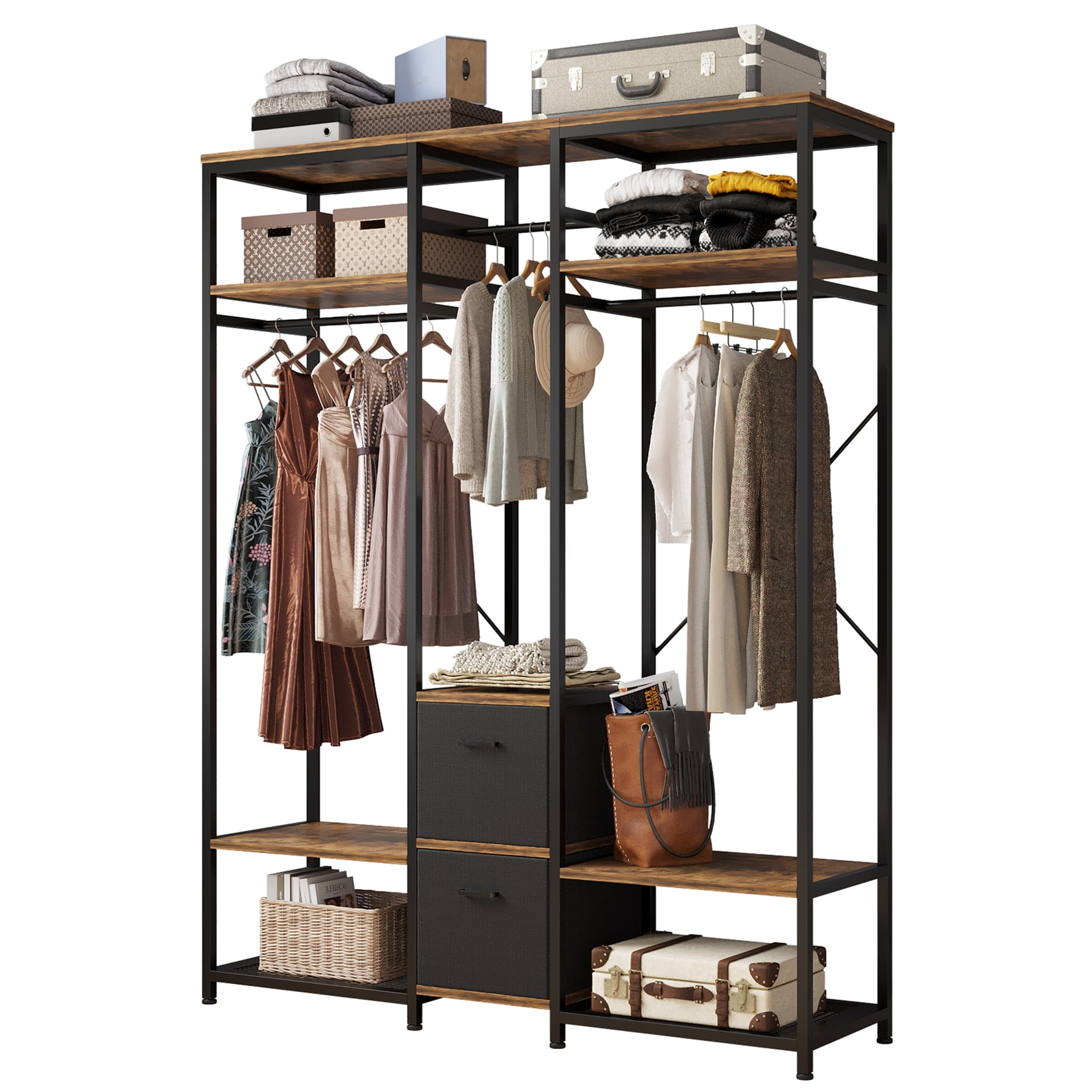BaytoCare Freestanding Clothing Rack, Closet Storage Organizer with 8 ...