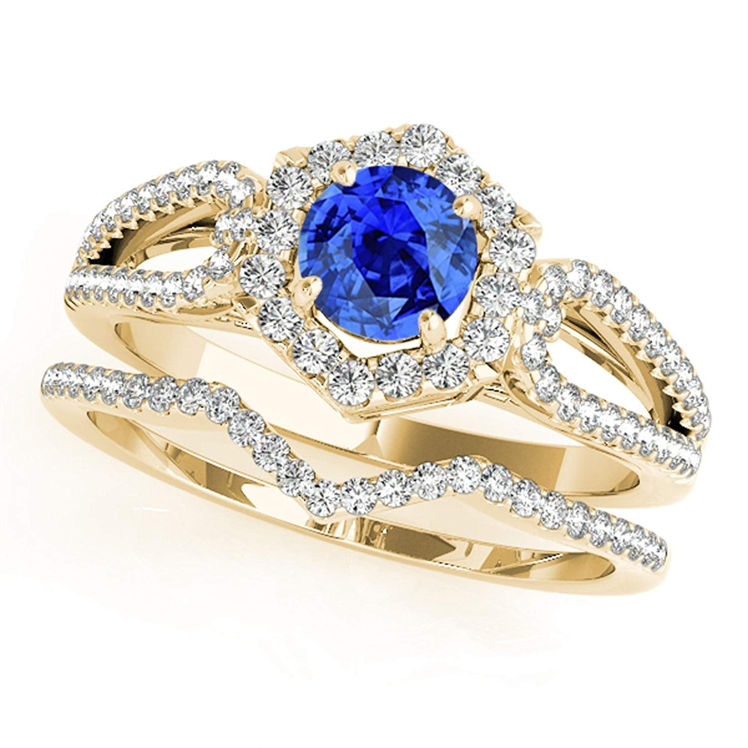 Maulijewels 1 35 Ct Halo Tanzanite And Diamond Engagement Rings