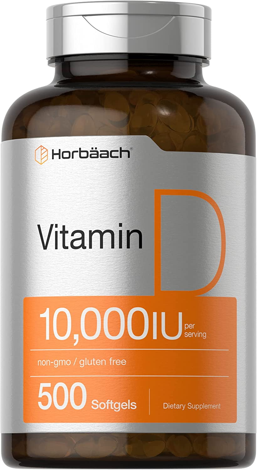 Vitamin D 10,000 IU | 500 Softgels | 250mcg | by Horbaach - Walmart.com