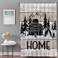 Bathroom Shower Curtain Rustic Mountain Trees Camper Sketch Waterproof ...