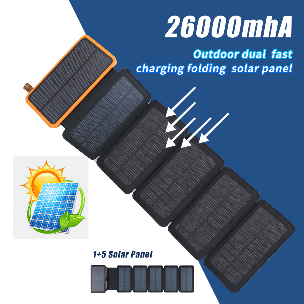 Solar Charger 26000mAh,DFITO Outdoor USB C Portable Power Bank with 5 ...