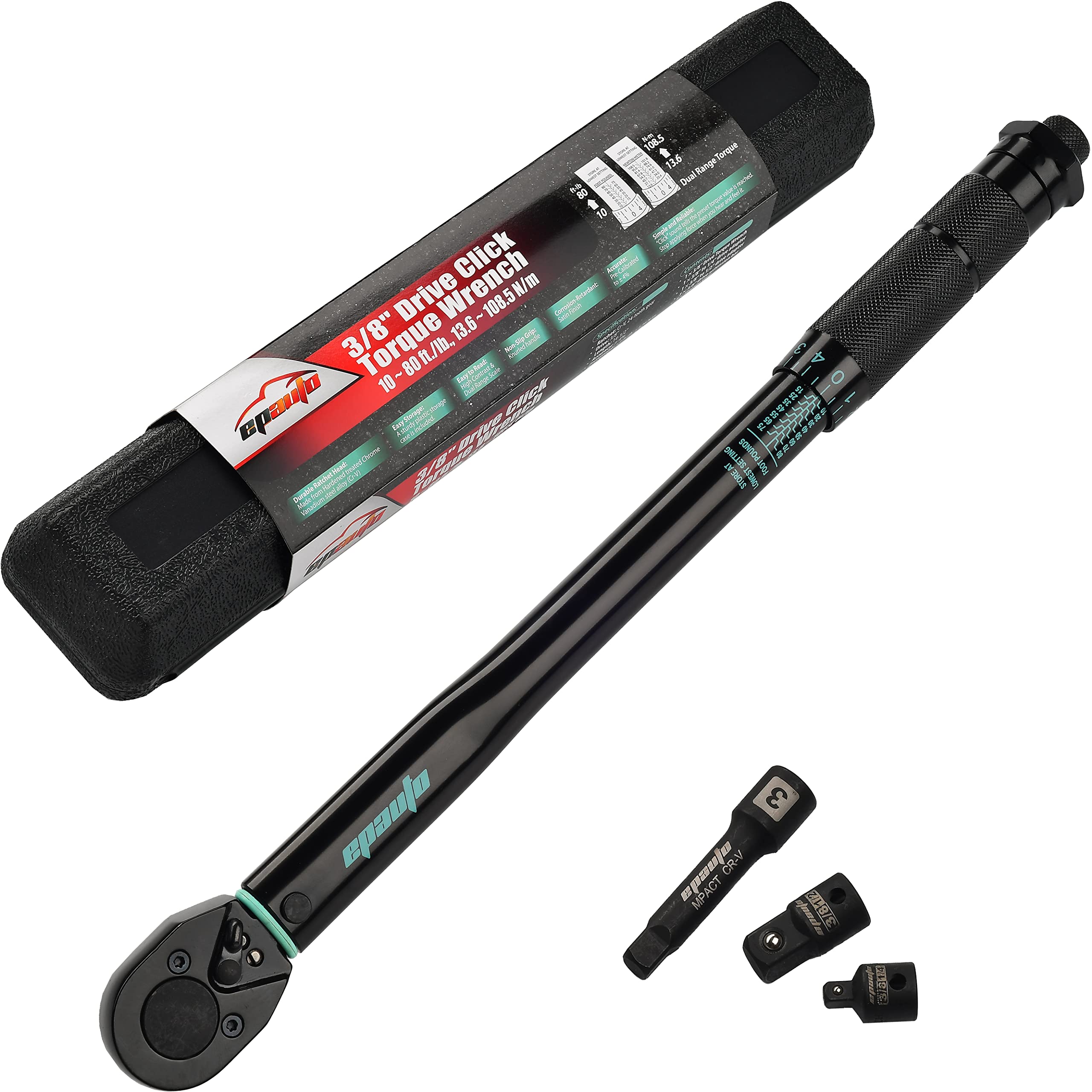 EPAuto 3 8 Inch Drive Click Torque Wrench 10 80 Ft lb 13 6 108 5