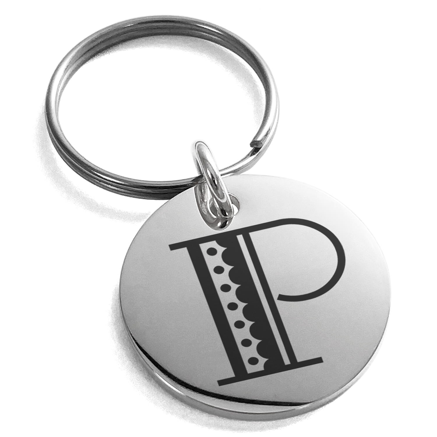 Stainless Steel Letter P Initial Metro Retro Monogram Engraved Small ...