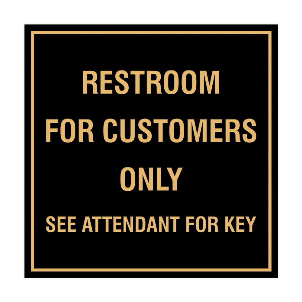 Square Restroom For Customers Sign (Black Gold) - Medium - Walmart.com