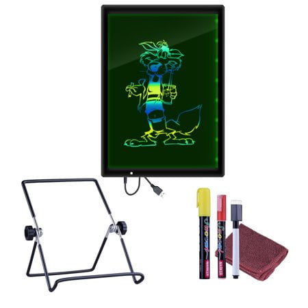 LED Writing Message Board, 2 in 1 Flashing Neon Writing Board + White ...