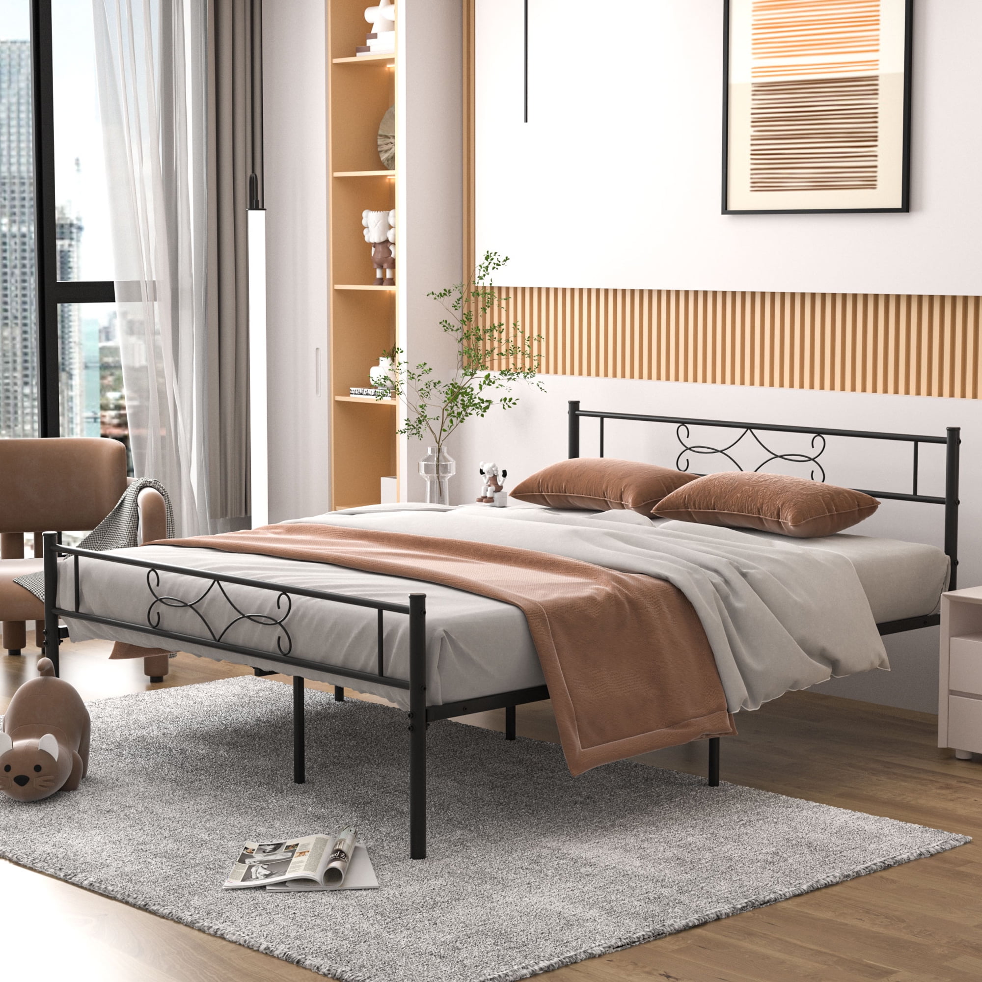 Click here for Vecelo Full Size Metal Platform Bed Frame With Hea... prices