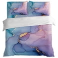 Blue Purple Gradient Marble Texture Queen Size Bed Set,Modern Geometric ...