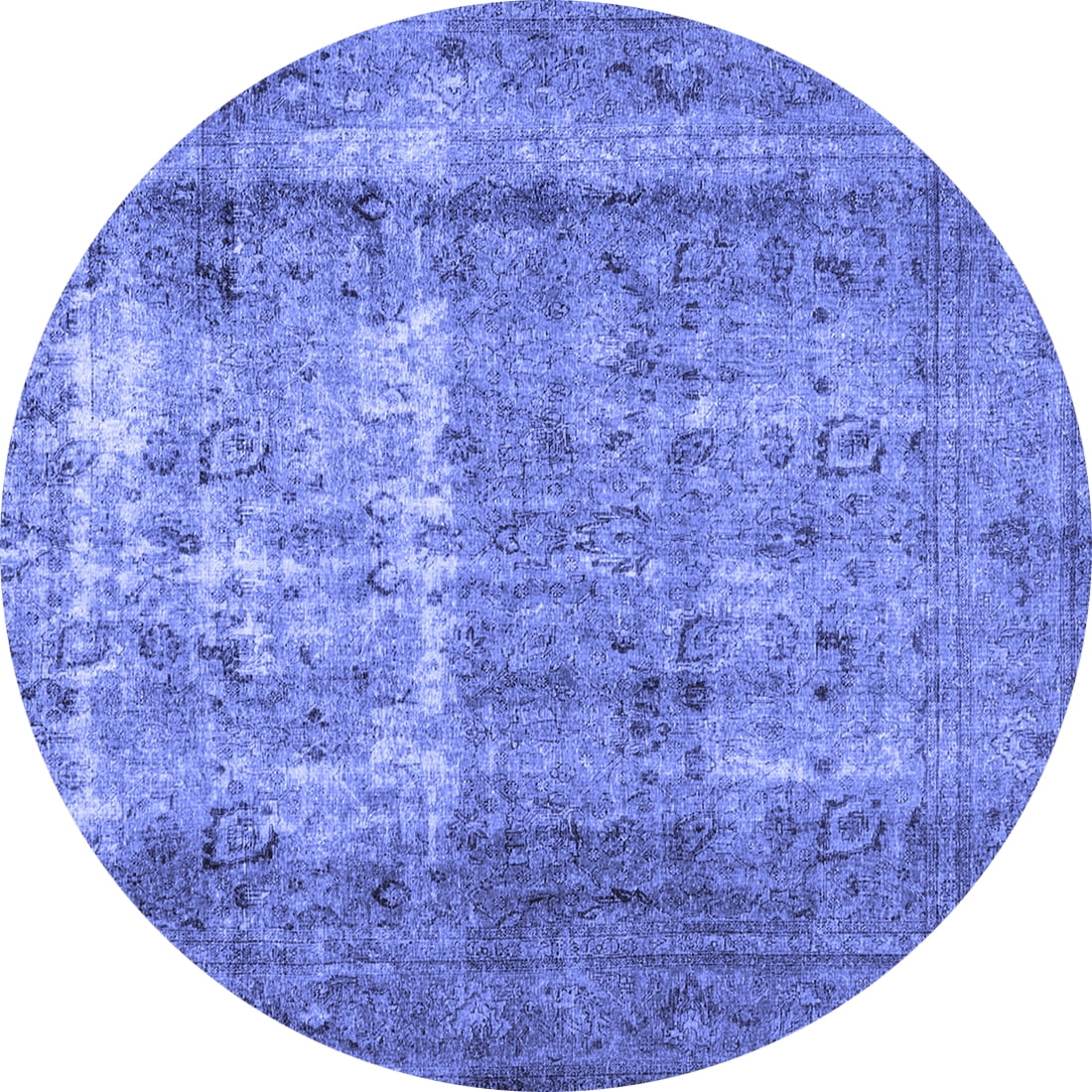 Ahgly Company Indoor Round Abstract Blue Contemporary Area Rugs, 8 ...
