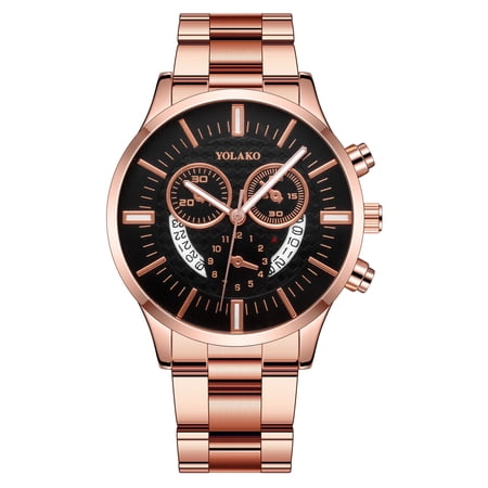XZNGL Mens Watch Yolako New Round Mens Casual Quartz Glass Stainless ...