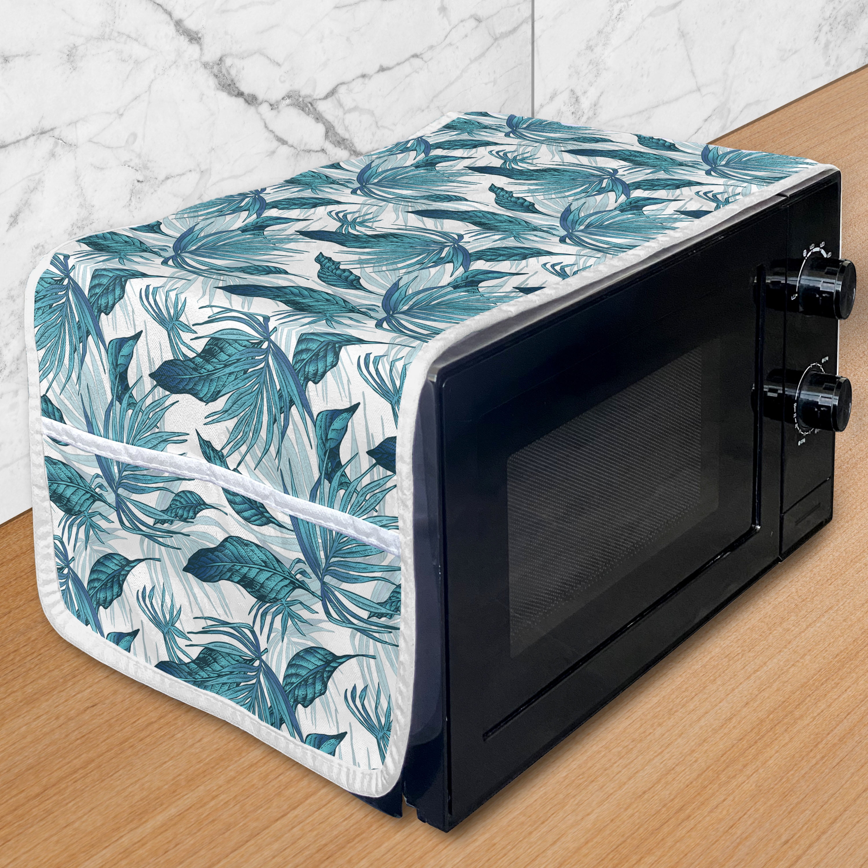 Vintage Green Microwave Oven Cover, Tropical Palm Tree Leaves with ...