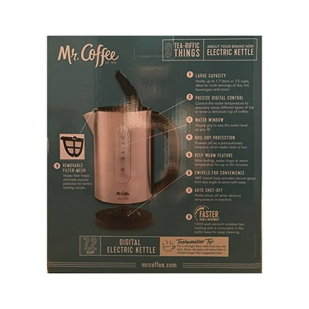 Mr. Coffee Tea Caf BVMC-EKVT100 - Kettle - 1.8 qt - 1500 W - stainless ...