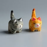 Jlong Lovely Small Carved Cat Figurine, 1.4" DIY Handmade Wood Kitten ...