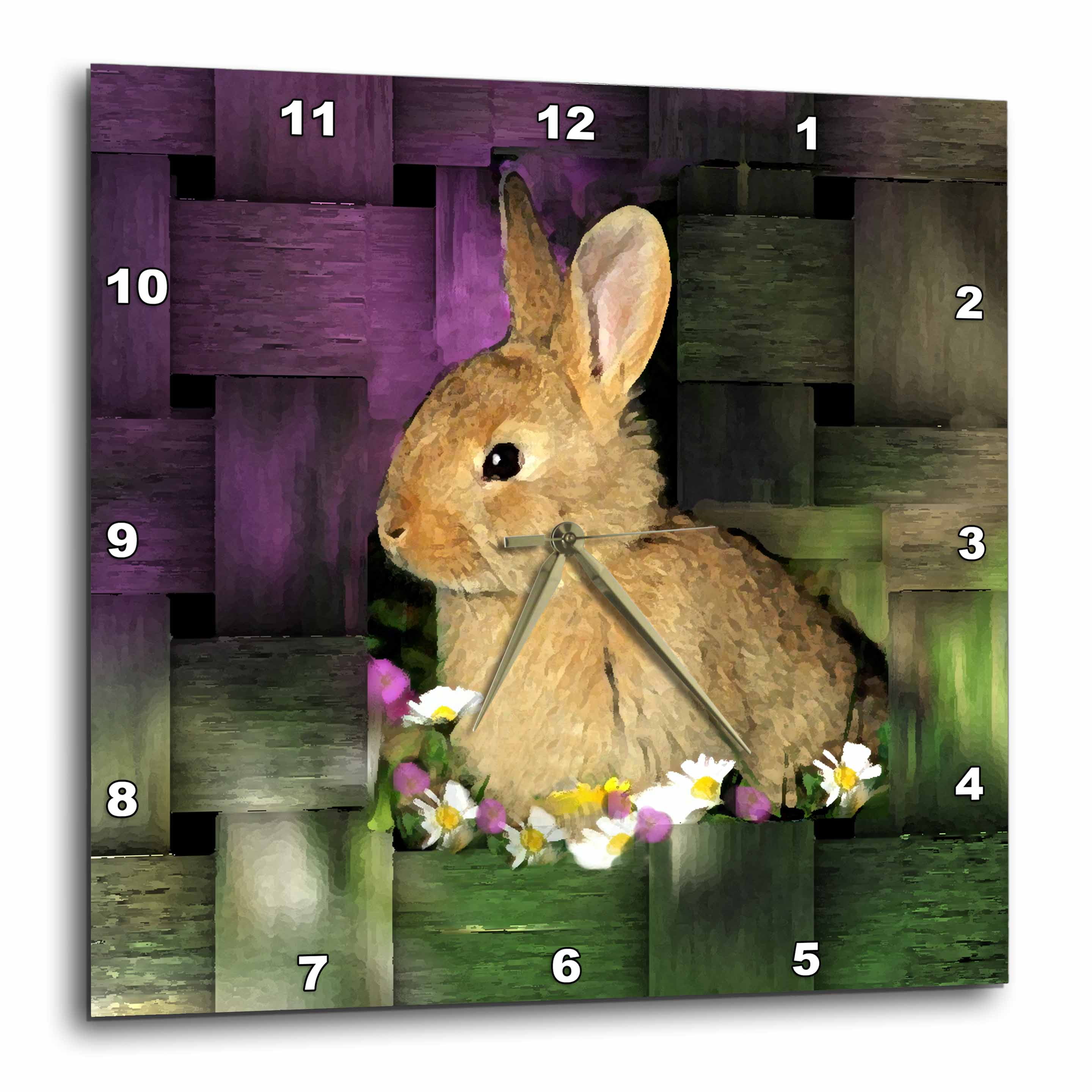 3dRose Rabbit - Wall Clock, 10 by 10-inch - Walmart.com