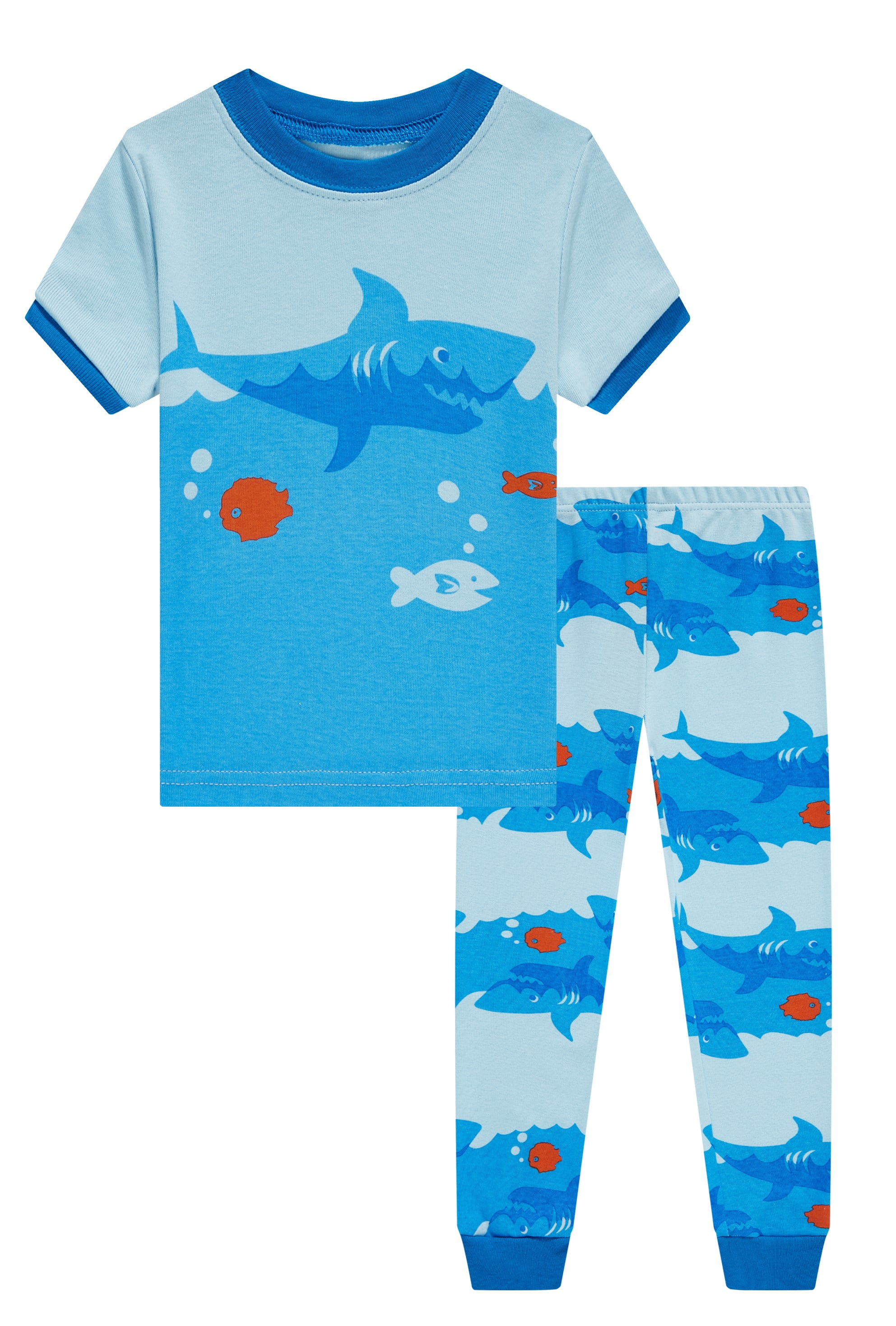 "Elowel Short Sleeve and Long pants Boys Whale Pajama Set Size 2 ...