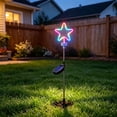 Patriotic Solar Star Ground Light Red White Blue Neon Outdoor Pathway ...