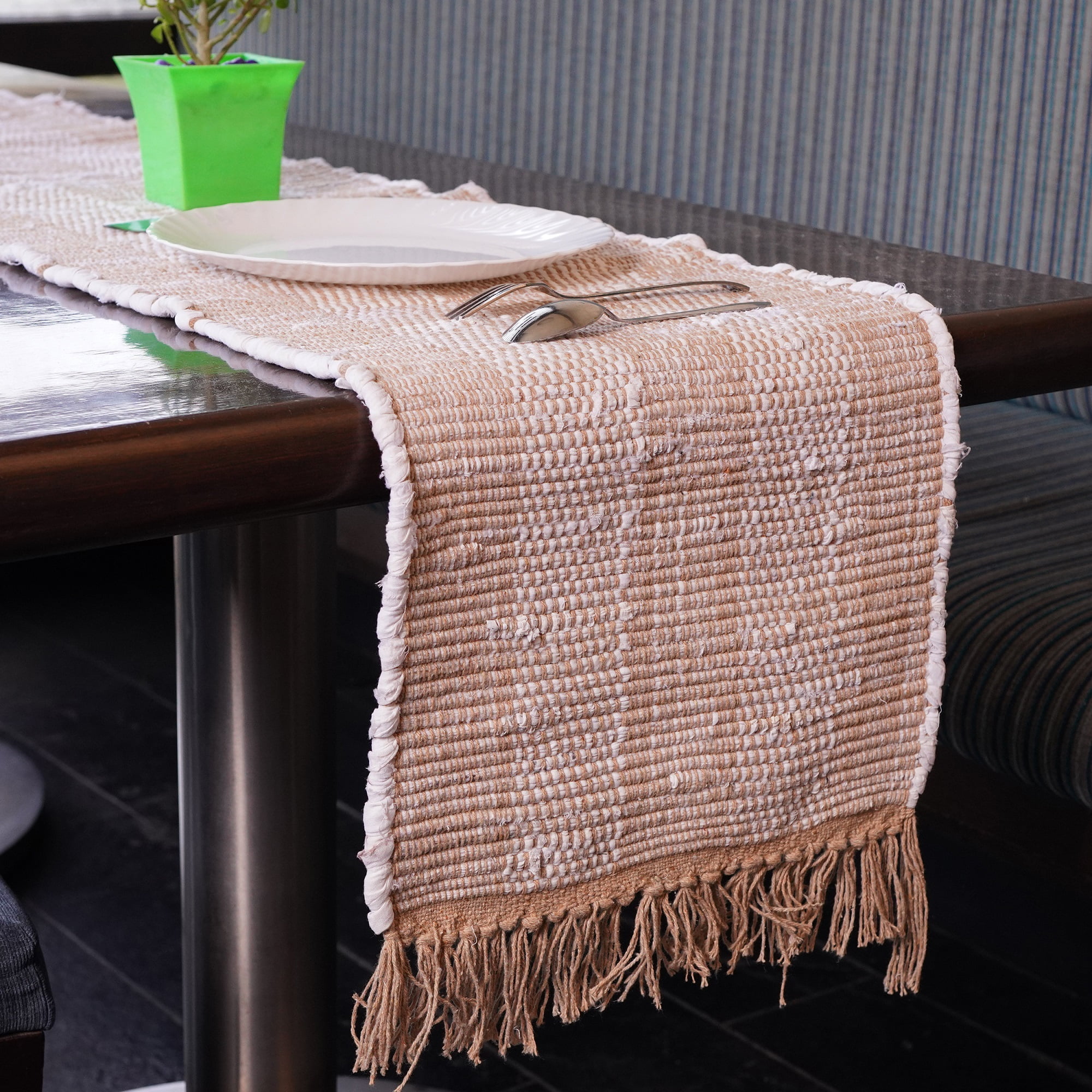 HOMEMONDE Farmhouse Decor Brown Boho Table Runner 14x72 Inch Bohemian ...