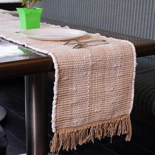 HOMEMONDE Farmhouse Decor Brown Boho Table Runner 14x72 Inch Bohemian ...