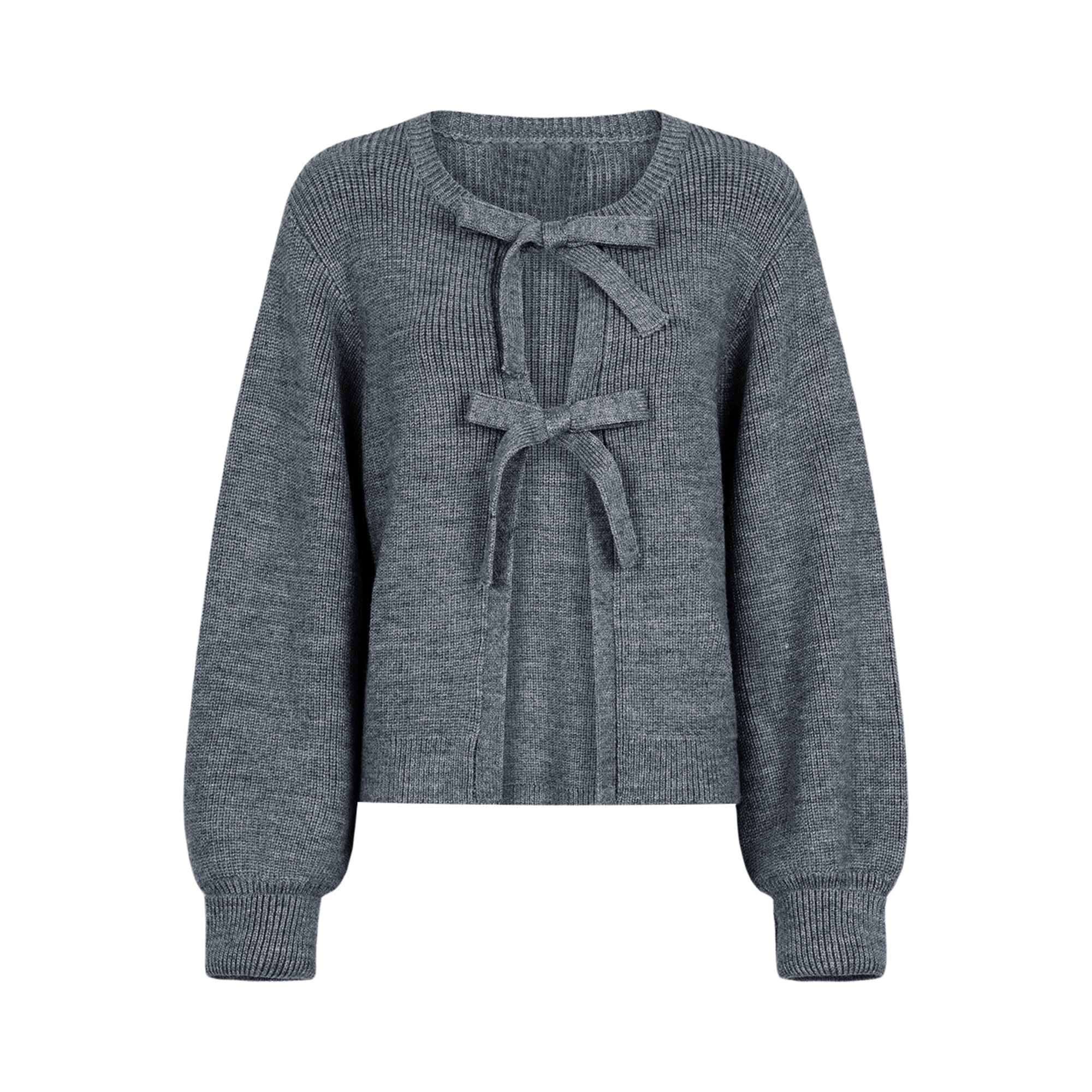 Click here for Gupgi Women Knit Cardigan Solid Color Tie Front Lo... prices