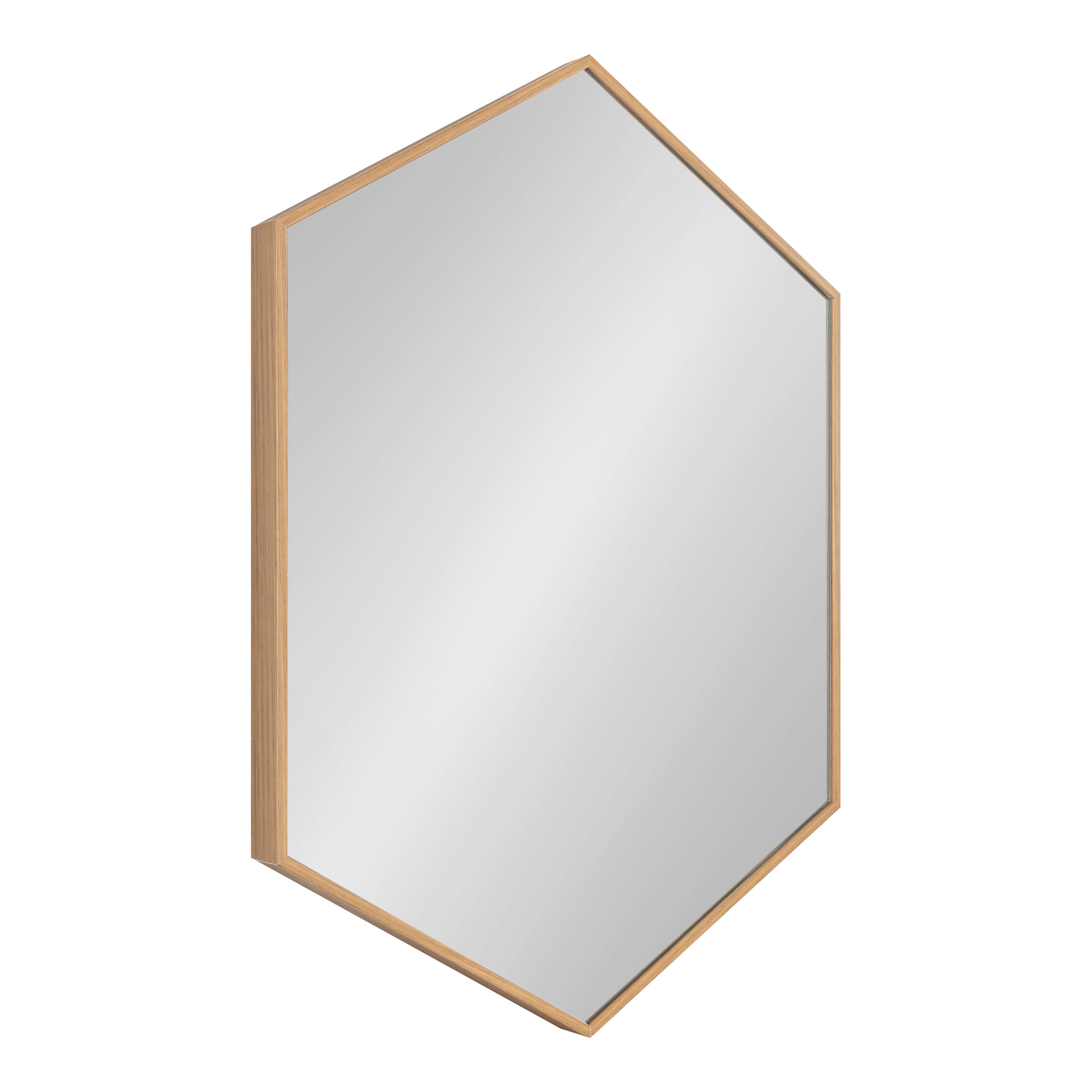 Kate and Laurel Rhodes Mid-Century Modern Hexagon Wall Mirror, Walnut ...