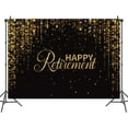 5 x 3 ft Happy Retirement Backdrop, Black Gold Retirement Party ...