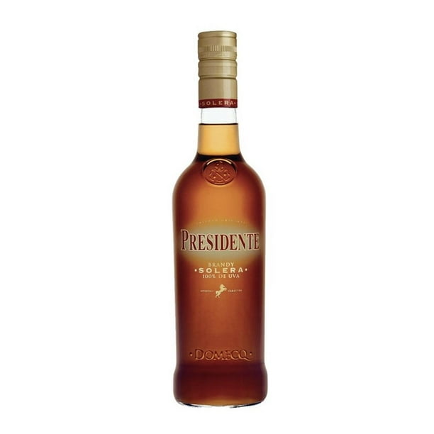 Pack de 6 Brandy Presidente Solera 100% Uva 900 ml | Bodega Aurrera en ...