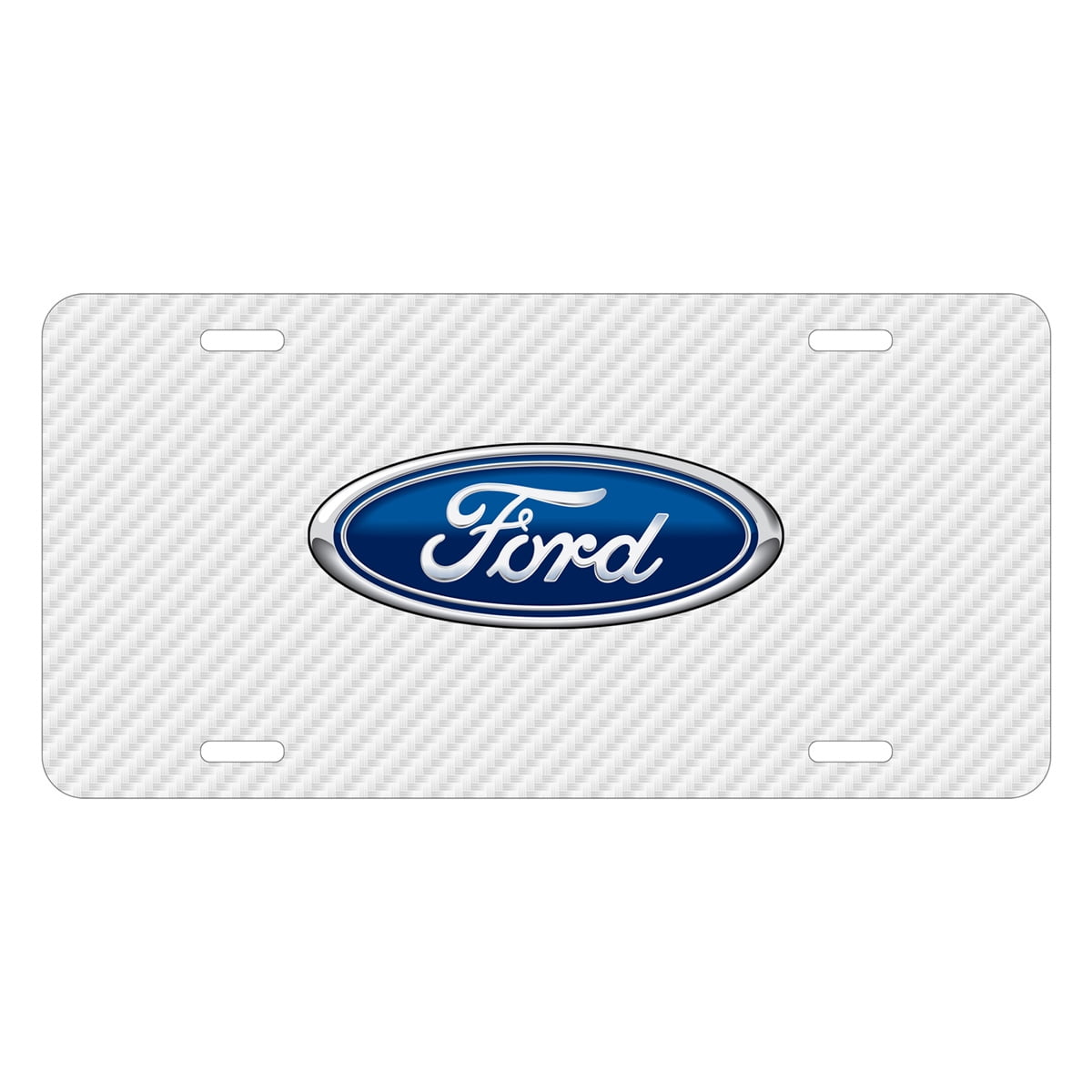 Ford Logo White Carbon Fiber Texture Graphic UV Metal License Plate ...