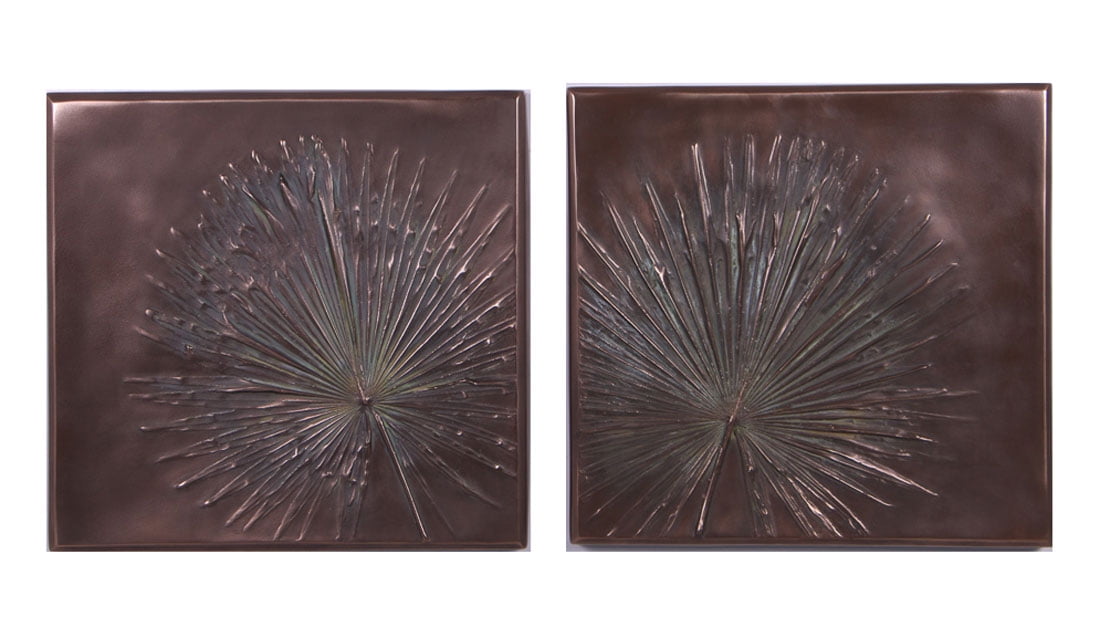 Anahaw Tree Leaf Dimensional Wall Mount Plaques Set of Two Verde Bronze ...