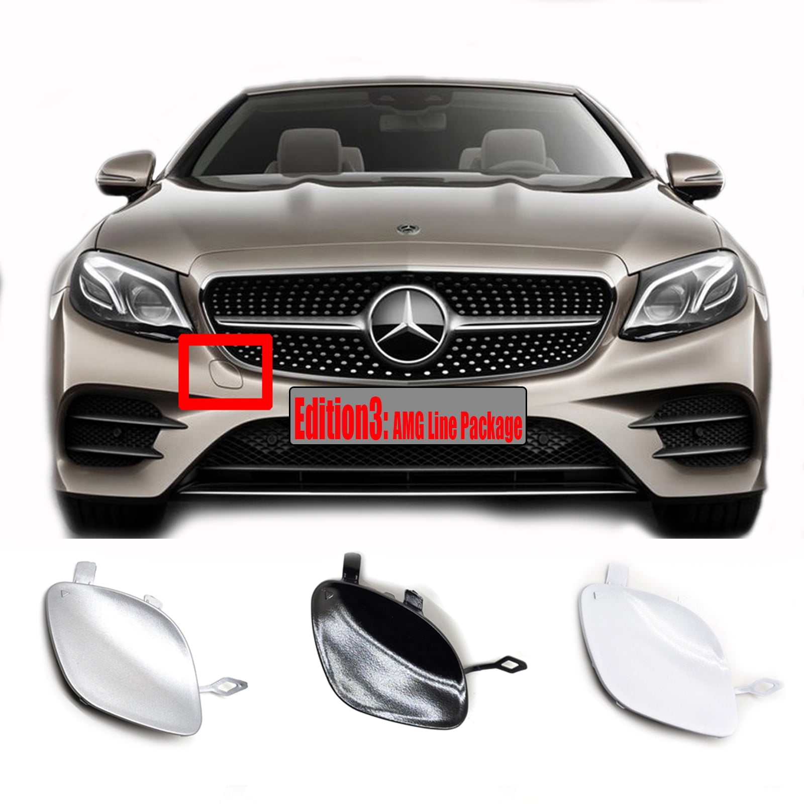 Trimla Front Tow Cover Fit 17-20 Mercede Benz E W213 AMG Line for E200 E220 E250 E300 E350 E400 ...