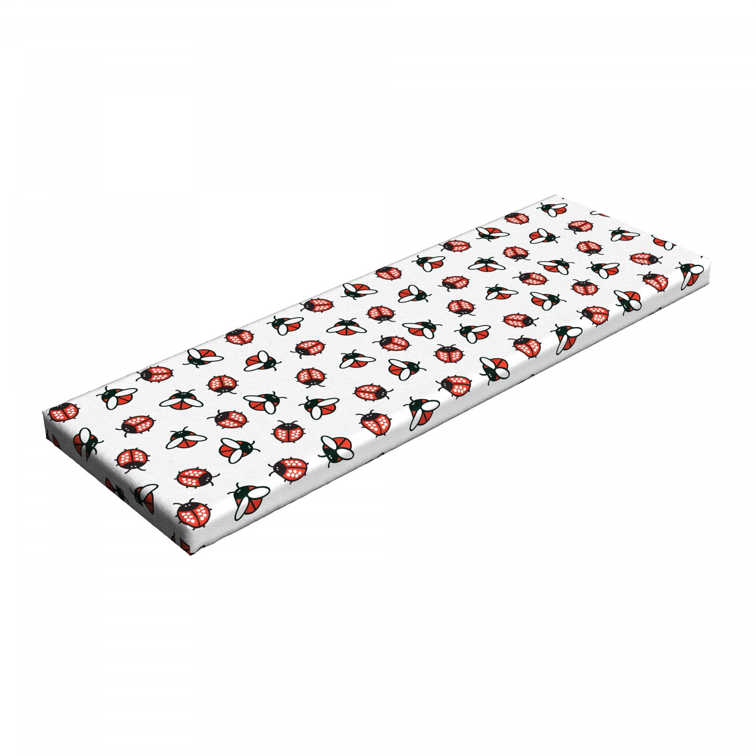 Ladybug Bench Pad, Pattern of Insects with Dotted Wings Cartoon Style ...