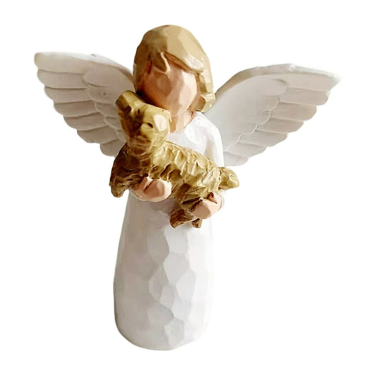 Angel Holding Dog Statue