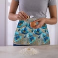 Blue Green Flowers Half Waist Apron Modern Teal Gold Floral Petals ...