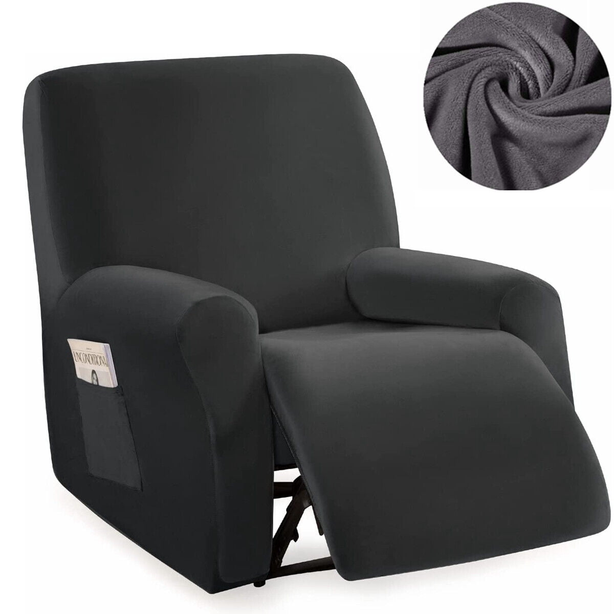 SHANNA Stretch Recliner Cover 4-Piece Velvet 1 Seater Reclining ...