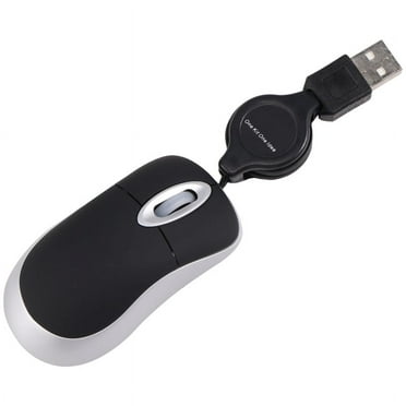2X Mini USB Wired Mouse Retractable Cable Tiny 1600 DPI Optical Compact ...