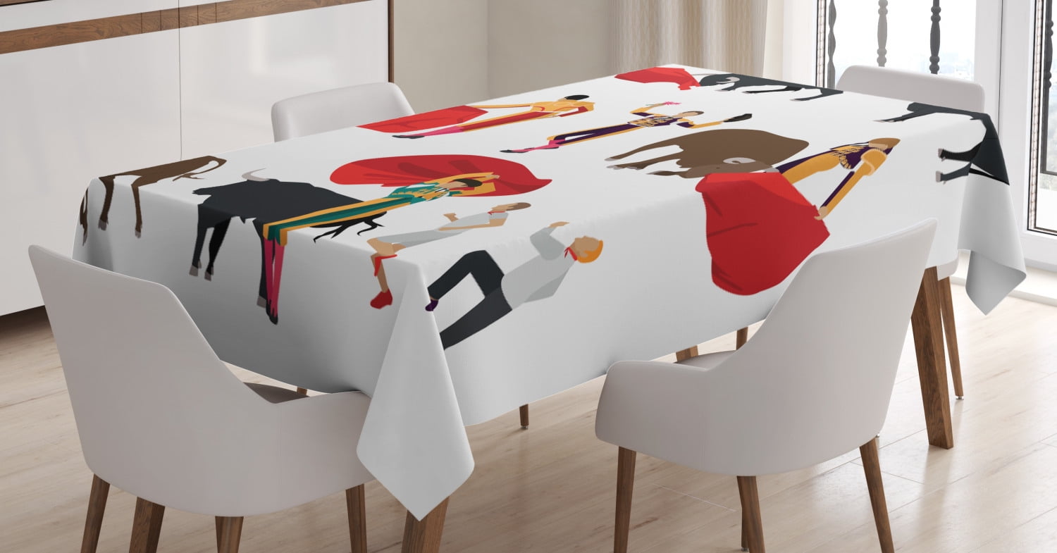 Ambesonne Spanish Tablecloth Rectangular Table Cover, Corrida Matador ...