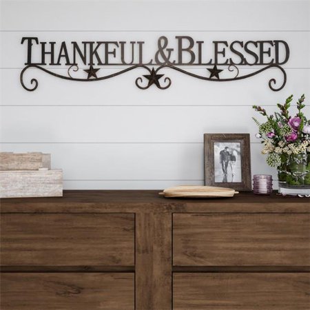 Lavish Home Metal Cutout-Thankful & Blessed Decorative Wall Sign ...
