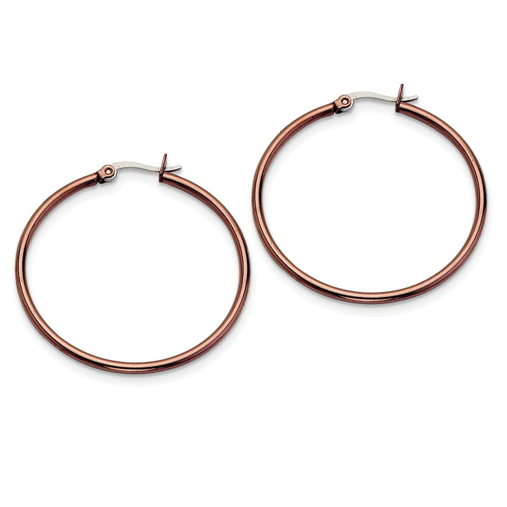JewelryStainless Steel Brown plated 42 25mm Hoop Earrings jewelryweb-stainless-steel-brown-plated-42-25mm-hoop-earrings